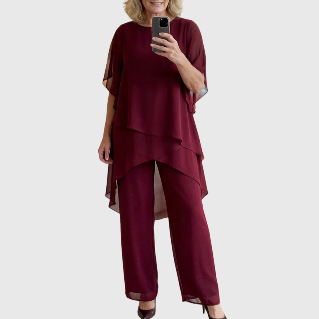 Maria | Set cu pantaloni palazzo drapate – Munteanu București